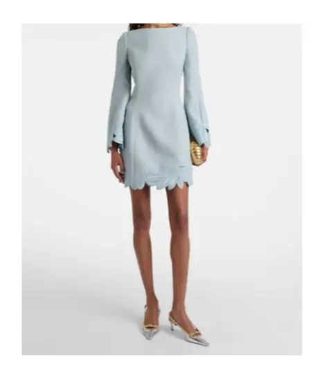 Oscar De La Renta Cotton And Wool-blend Tweed Minidress With Floral Embroidery