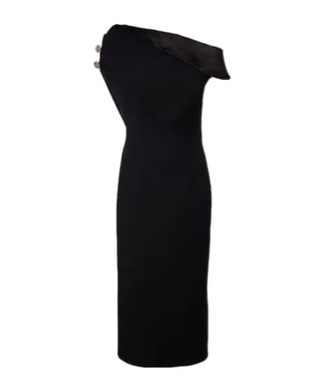 SAFIYAA LONDON Reina Asymmetrical Embellished Midi Dress