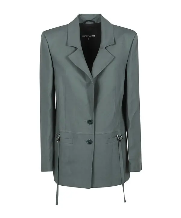 Patrizia Pepe Single-breasted Blazer With Buckle Detail - Algae Green