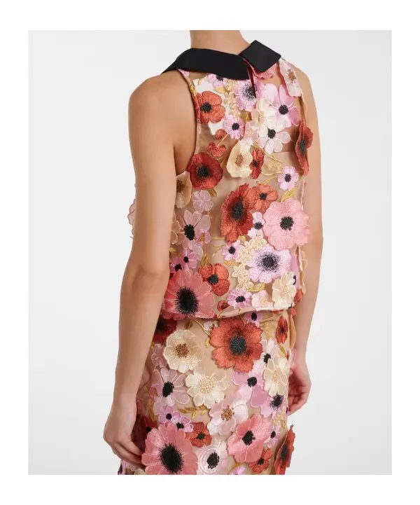 Dorothee Schumacher Sleeveless Top With Detachable Floral Appliqué Collar - Multicolor