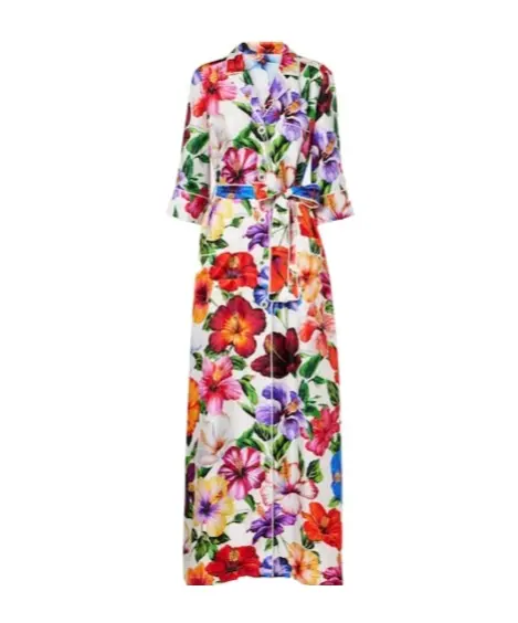 Dolce & Gabbana Floral Silk Satin Maxi Dress