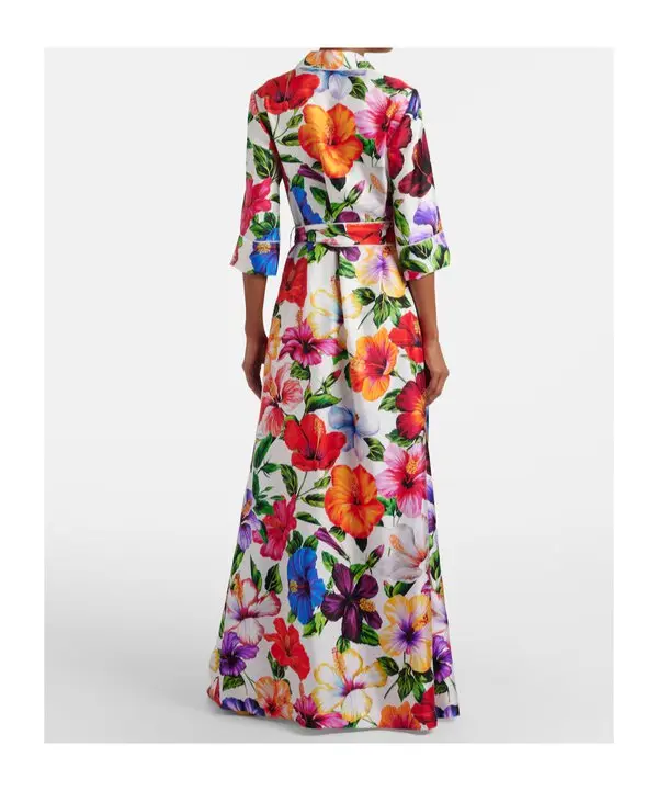 Dolce & Gabbana Floral Silk Satin Maxi Dress