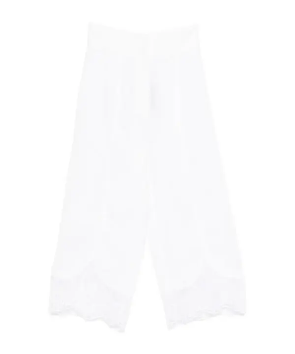 TWINSET Lace Trimmed Cropped Track Pants - White