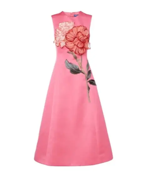 LEO Lin Floral-appliqué A-line Midi Dress