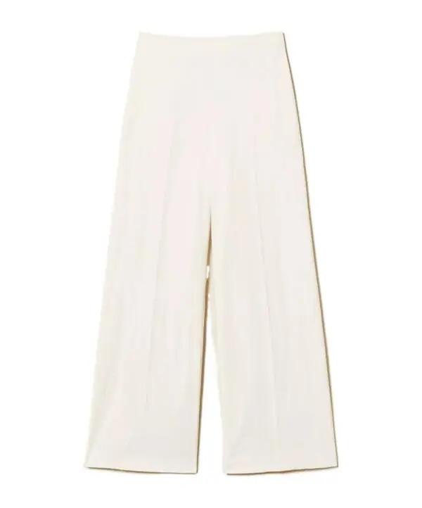 TWINSET Embroidered Wide-leg Palazzo Pants - White