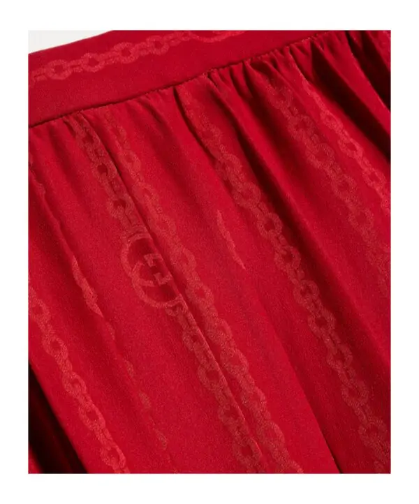 Gucci Interlocking G Chain Jacquard Pleated Midi Skirt