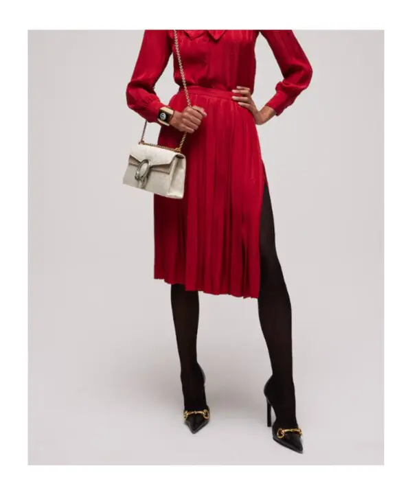 Gucci Interlocking G Chain Jacquard Pleated Midi Skirt