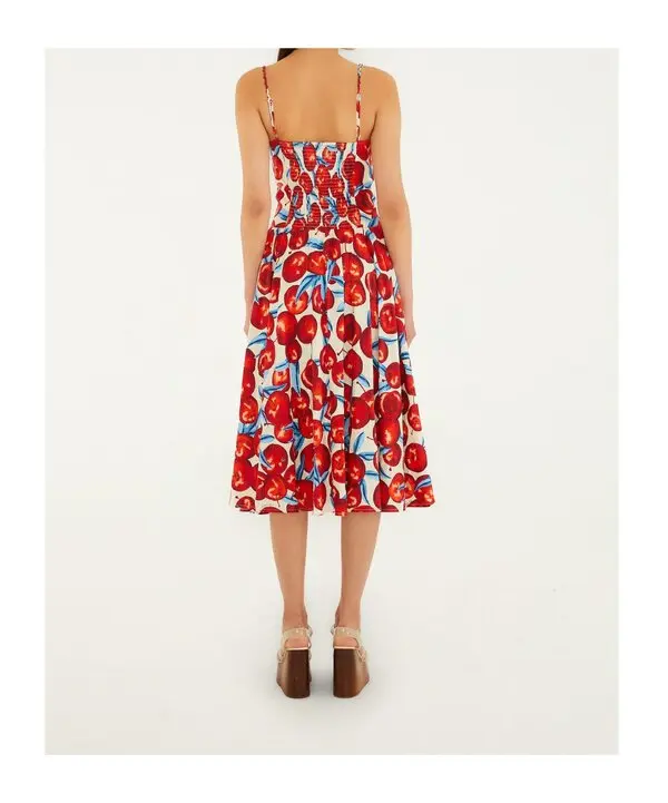 Farm Rio Smocked Floral Midi Dress