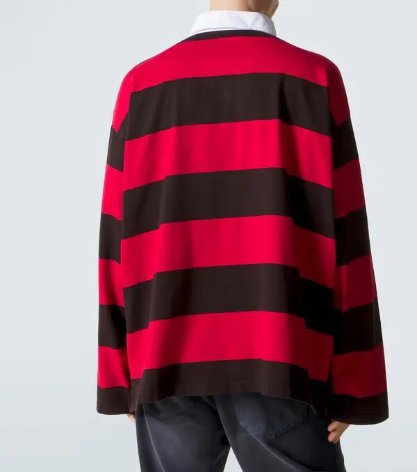 Balenciaga Oversized Striped Cotton Jersey Polo Shirt