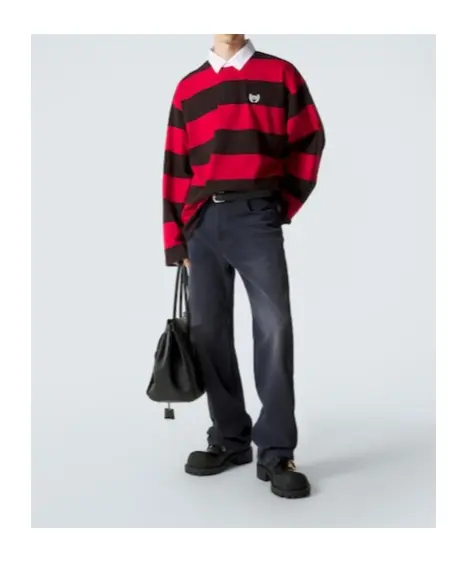 Balenciaga Oversized Striped Cotton Jersey Polo Shirt