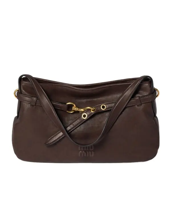 Miu Miu Aventure Nappa Leather Bag With Zippered Closure - Black