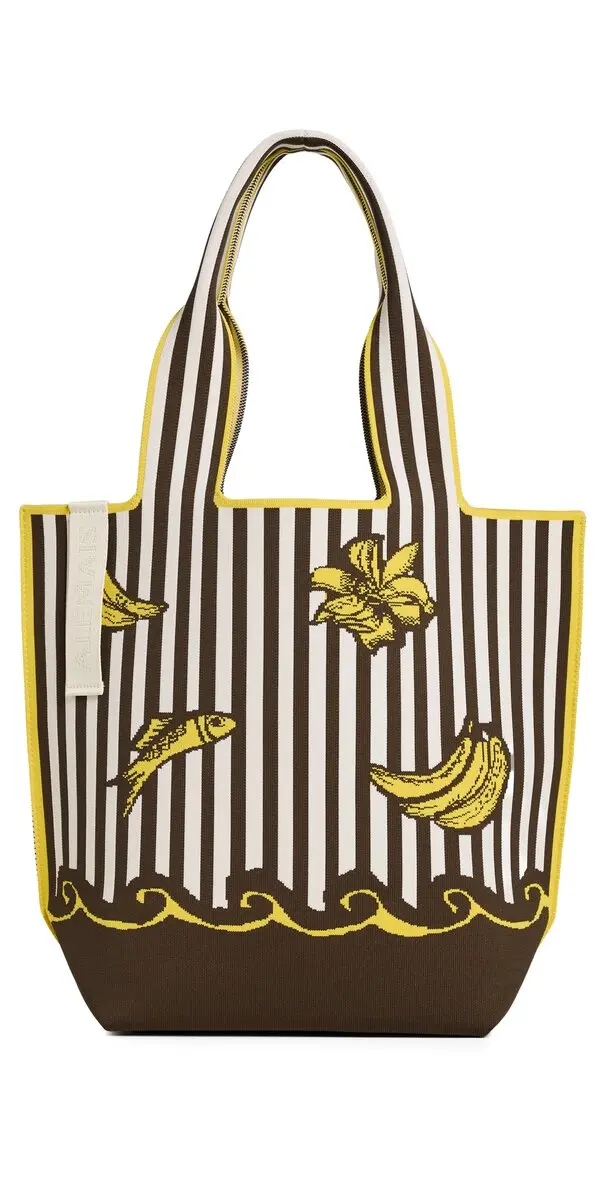 ALEMAIS Mona Jacquard Shopper Tote With Fish And Banana Graphics