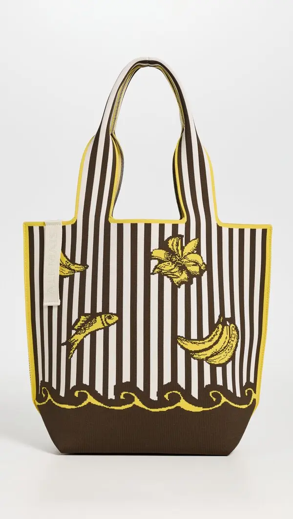 ALEMAIS Mona Jacquard Shopper Tote With Fish And Banana Graphics