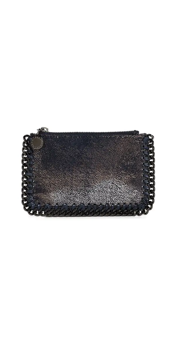 Stella McCartney Falabella Zip Card Holder Eco Shiny Dotted Chamois - Dark Navy