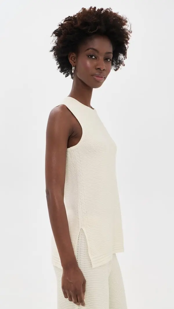 LA LIGNE Crochet Crewneck Sleeveless Top