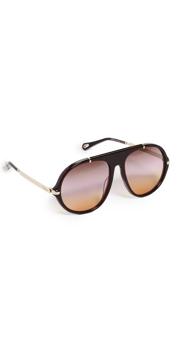 Chloé Aly Aviator Sunglasses - Burgundy/gold/pink