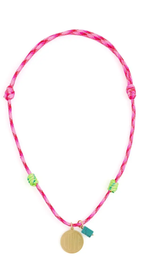LOGAN TAY Two-tone Paracord Necklace With Love Charm - Pink