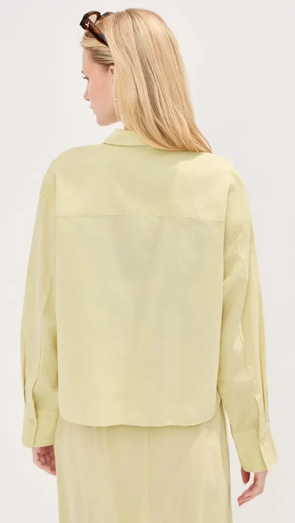 LE BOP Felicity Linen Button-down Shirt - Honeydew
