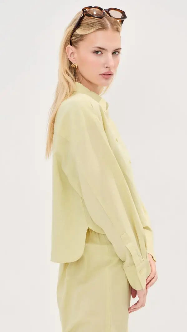 LE BOP Felicity Linen Button-down Shirt - Honeydew