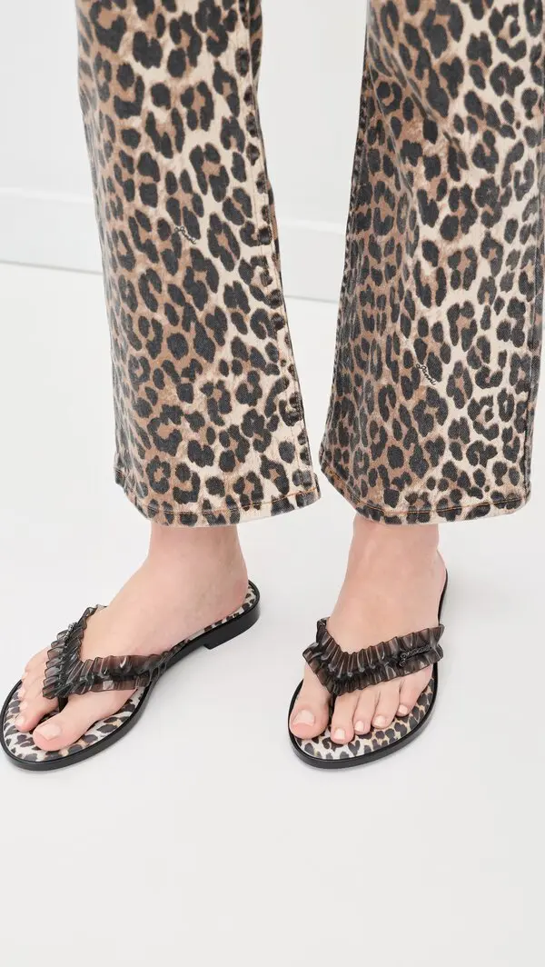 Melissa X Ganni Leopard Print Jelly Flip Flops