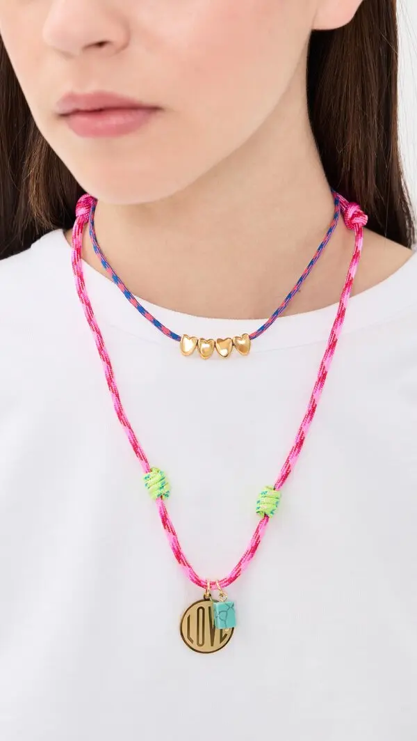 LOGAN TAY Gold Heart Paracord Necklace