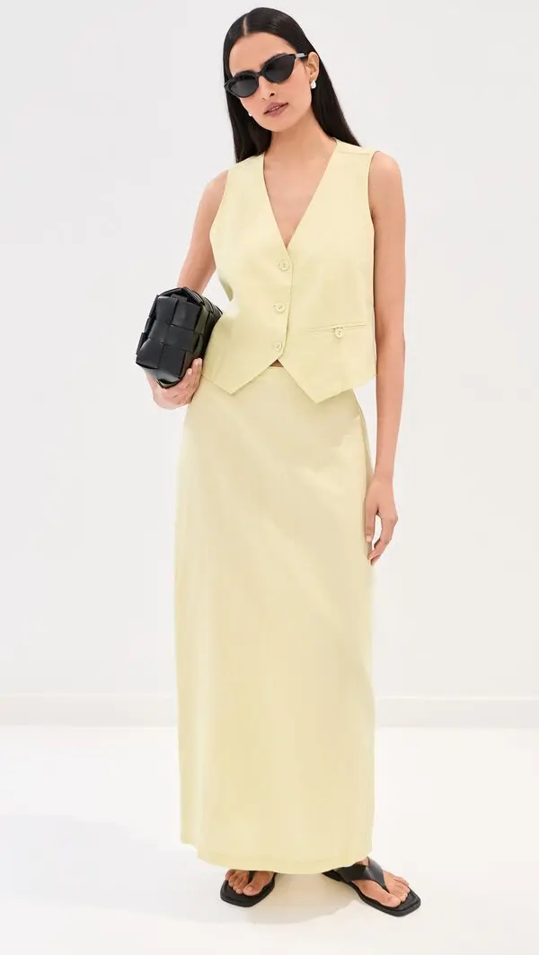 LE BOP Vanessa Linen Maxi Skirt - Honeydew
