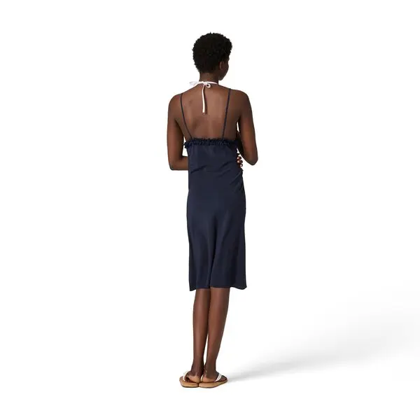 Miu Miu Embroidered Marocain Crepe V-neck Dress With Fringed Trim