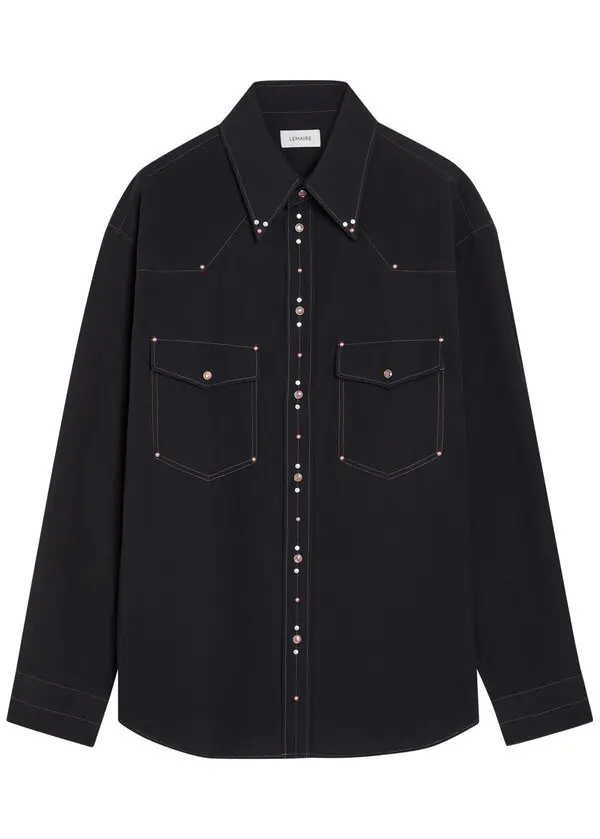 LEMAIRE Stud-embellished Cotton-poplin Shirt
