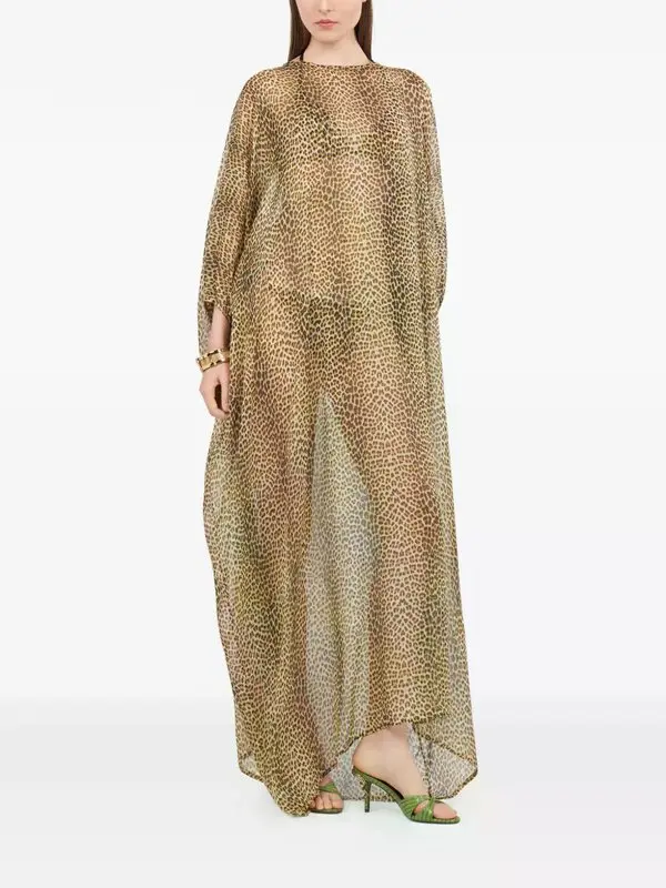 Roberto Cavalli Leopard-print Kaftan Dress - Neutrals