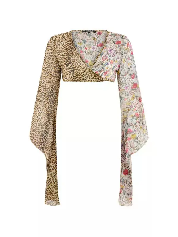 Roberto Cavalli Baby Jaguar Print Silk Blouse