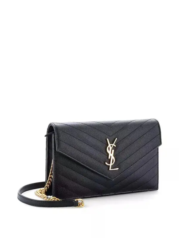 Saint Laurent Matelasse Chevron Leather Small Crossbody Bag - Black