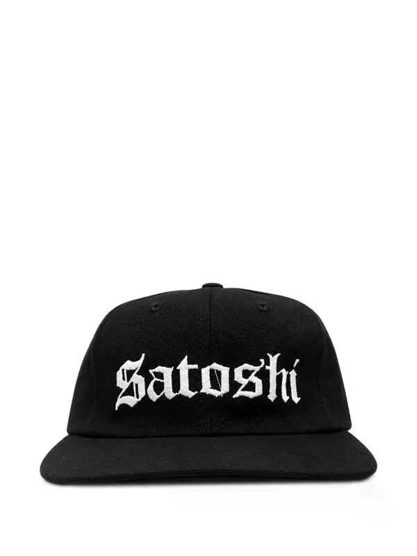SATOSHI NAKAMOTO Embroidered Cotton Baseball Cap - Black