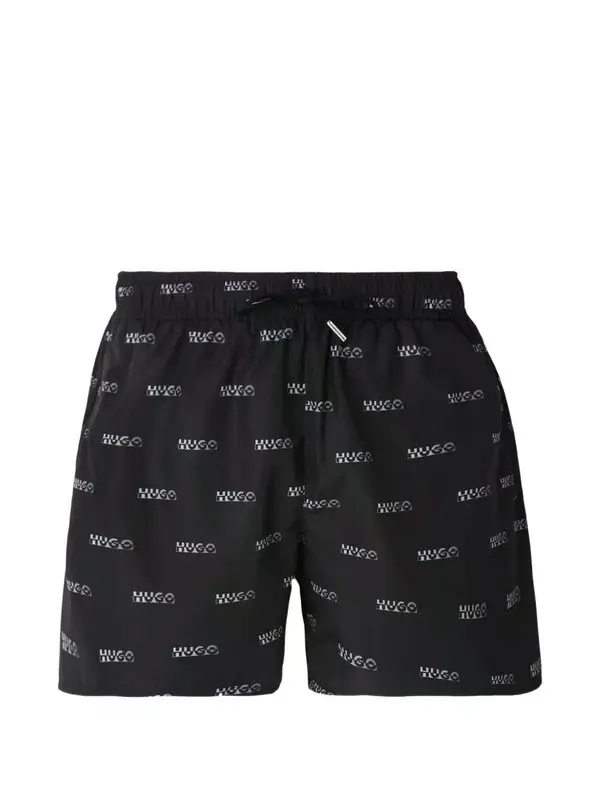Hugo Logo Print Swim Shorts