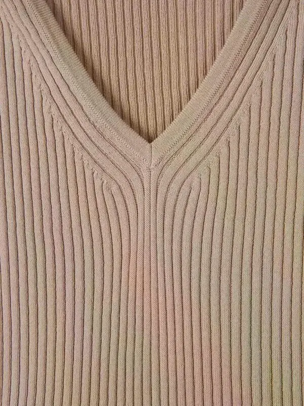 Peserico Ribbed Knit V-neck Sleeveless Top - Neutrals