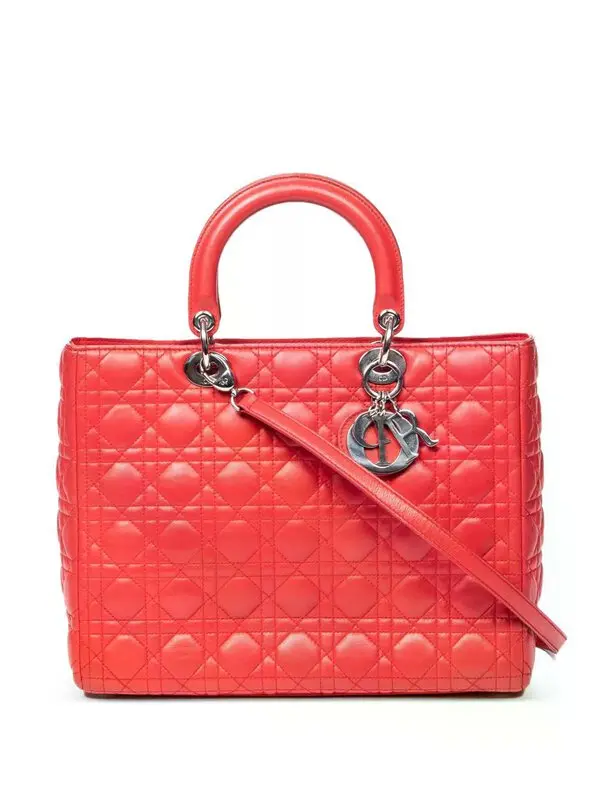 Dior Lady Cannage Tote Bag - Red