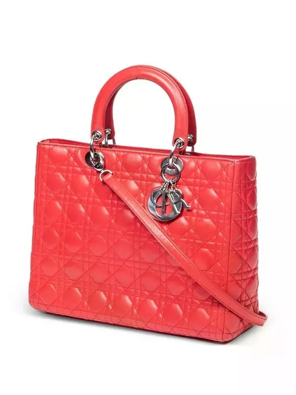 Dior Lady Cannage Tote Bag - Red