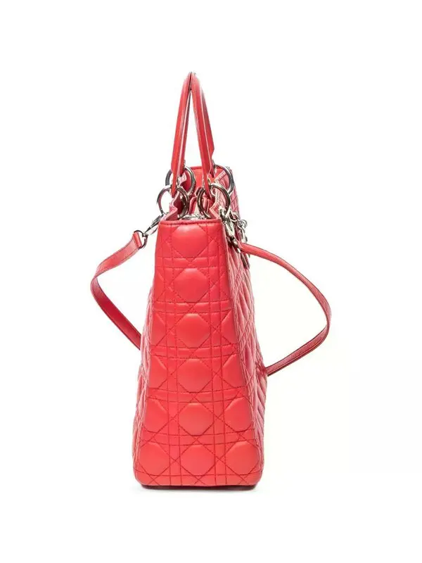 Dior Lady Cannage Tote Bag - Red