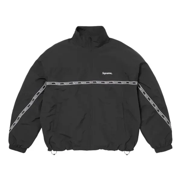 Supreme Logo Taping Track Jacket - Black