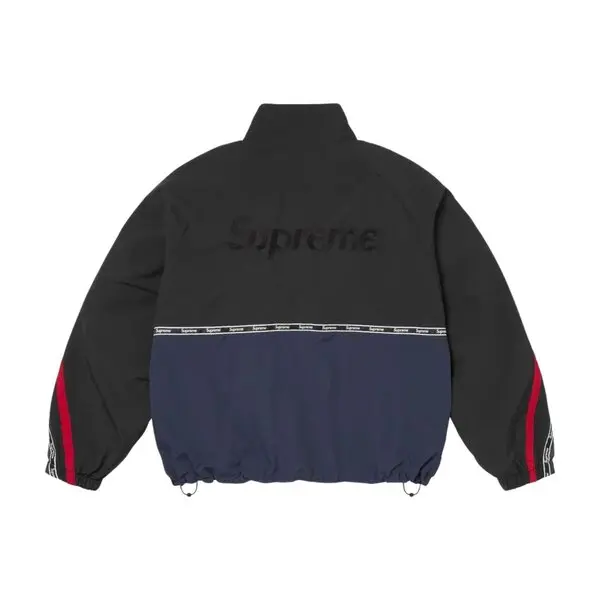 Supreme Logo Taping Track Jacket - Black/navy