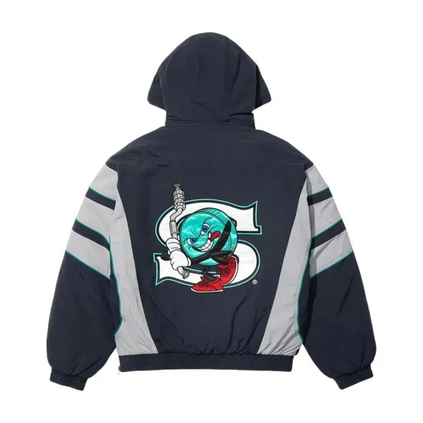 Supreme X Salem Ss26 Half Zip Stadium Jacket - Navy