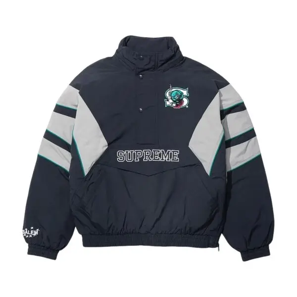 Supreme X Salem Ss26 Half Zip Stadium Jacket - Navy