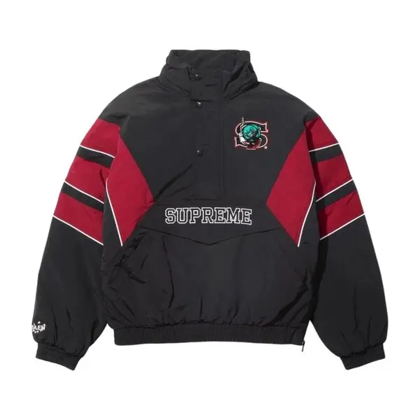 Supreme X Salem Ss26 Half Zip Stadium Jacket - Black/red