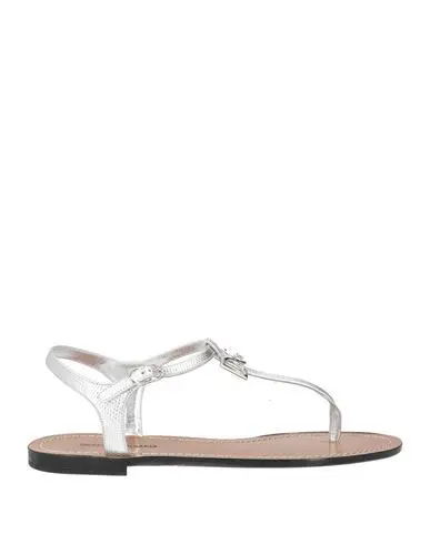 Dolce & Gabbana Calfskin Thong Sandals - Silver