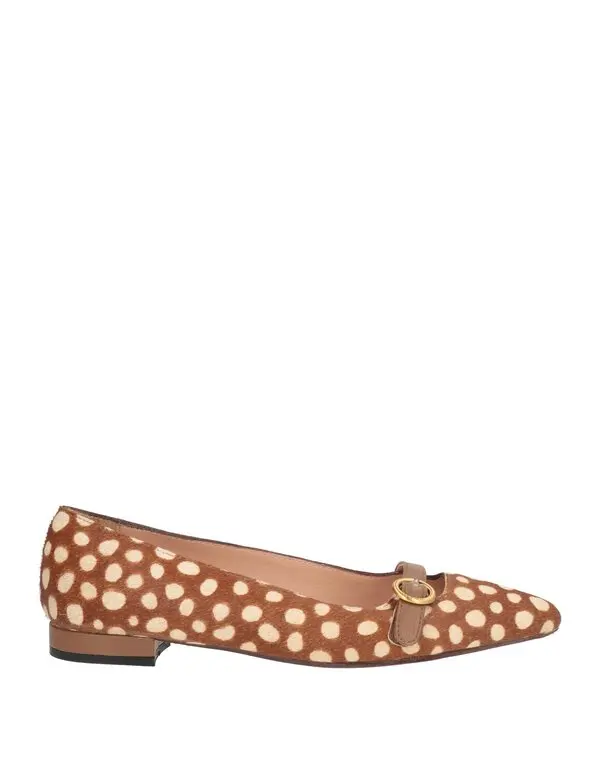 Malìparmi Polka-dot Calf Hair Ballet Flats With Buckle Detail