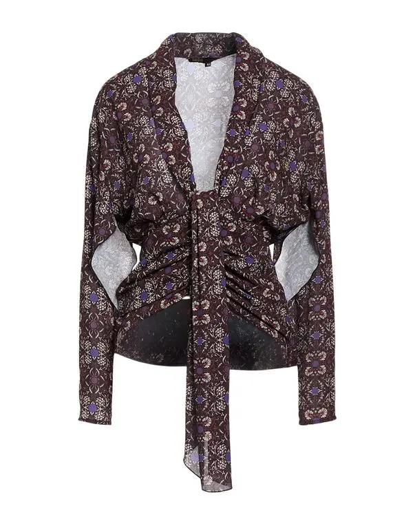 BABYLON Floral Print Crepe V-neck Top