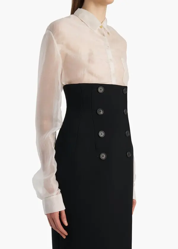 Khaite Allie Ruched Silk Organza Shirt - Chalk
