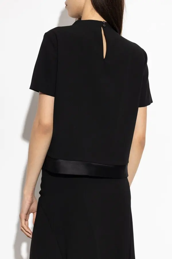 JIL SANDER Wool Top With Short Sleeves And Satin Trim