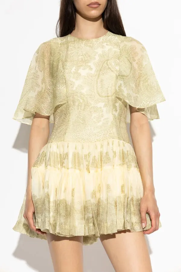 ALLSAINTS Yanna Dress Short Flared Mini Silhouette With Butterfly Sleeves