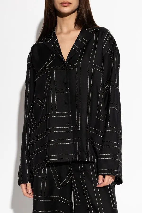 TOTEME Silk Shirt With Geometric Contrast Stitching