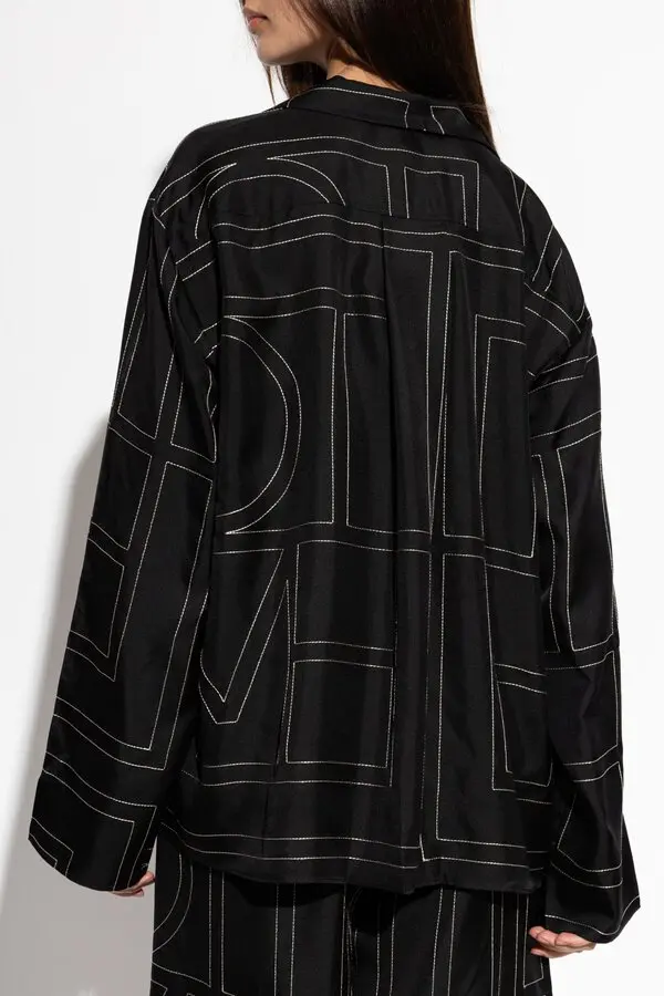 TOTEME Silk Shirt With Geometric Contrast Stitching